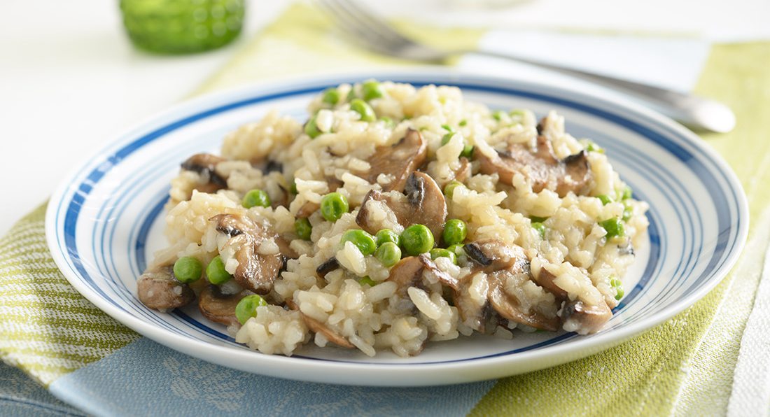 Wild Mushroom Risotto with Spring Pea Shoots